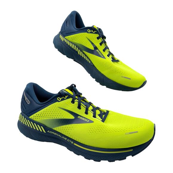 Brooks | Shoes | Brooks Adrenaline Gts 22 Glow Green Navy Roadrunning ...